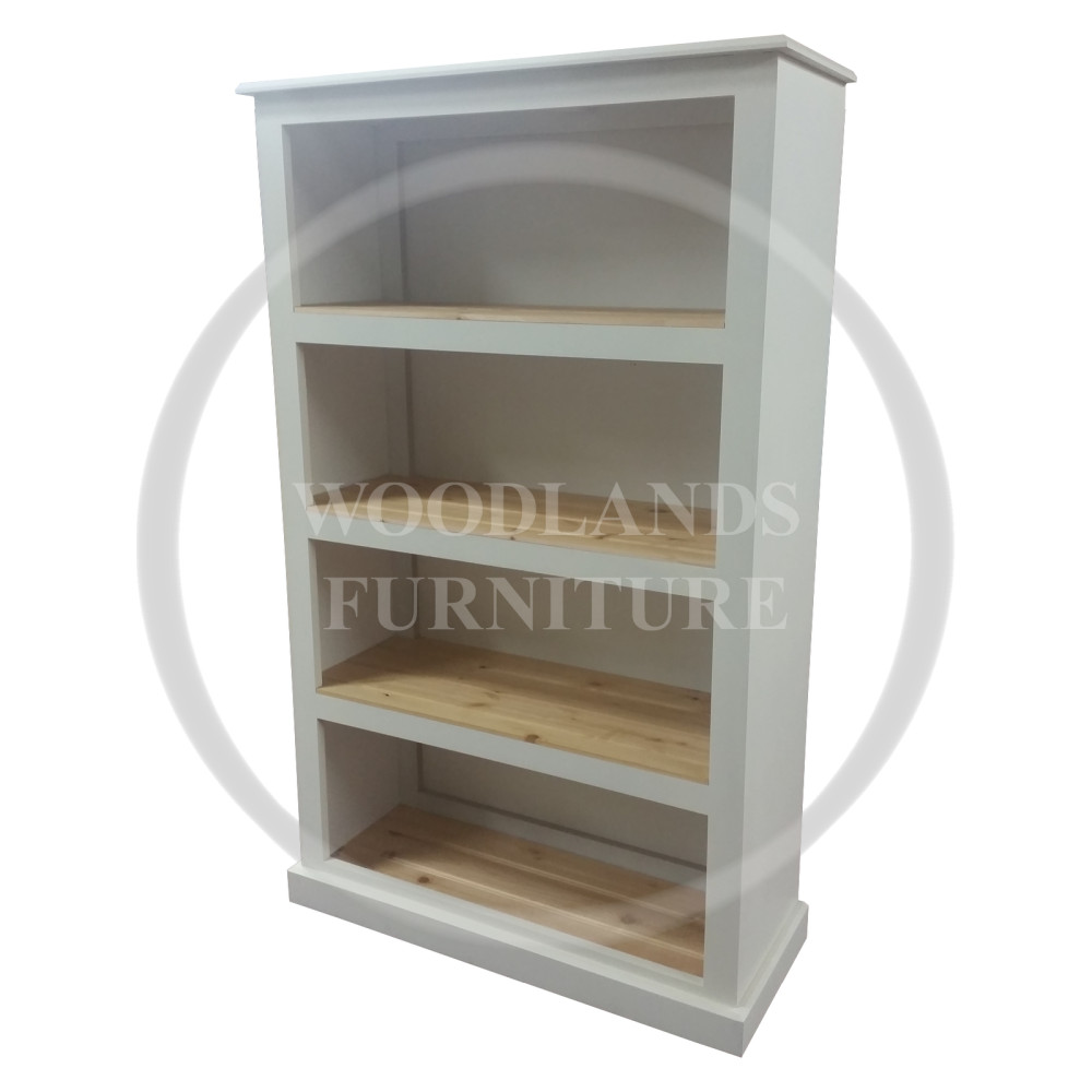 DEWSBURY 3 SHELVED BOOKCASE IN WHITE WITH LIGHT OAK SHELVES (NO FLATPACKS)