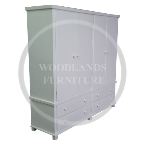 FLORIDA 4 DOOR 4 DRAWER WARDROBE SHELVED IN WHITE