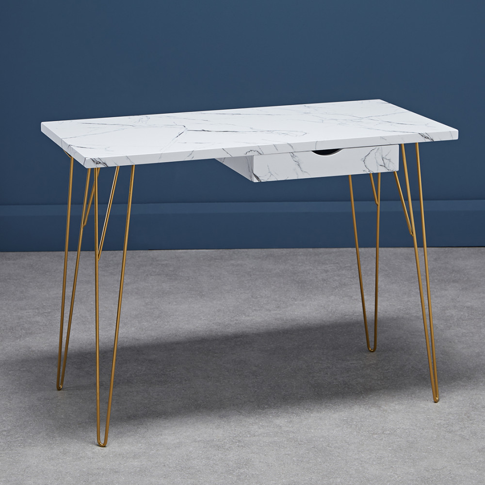 Fusion Desk White Marble